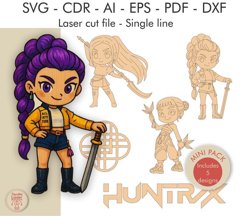 Mini Pack K-pop Demon Hunters | Laser Cut Files | Zoey Mira Rumi ...