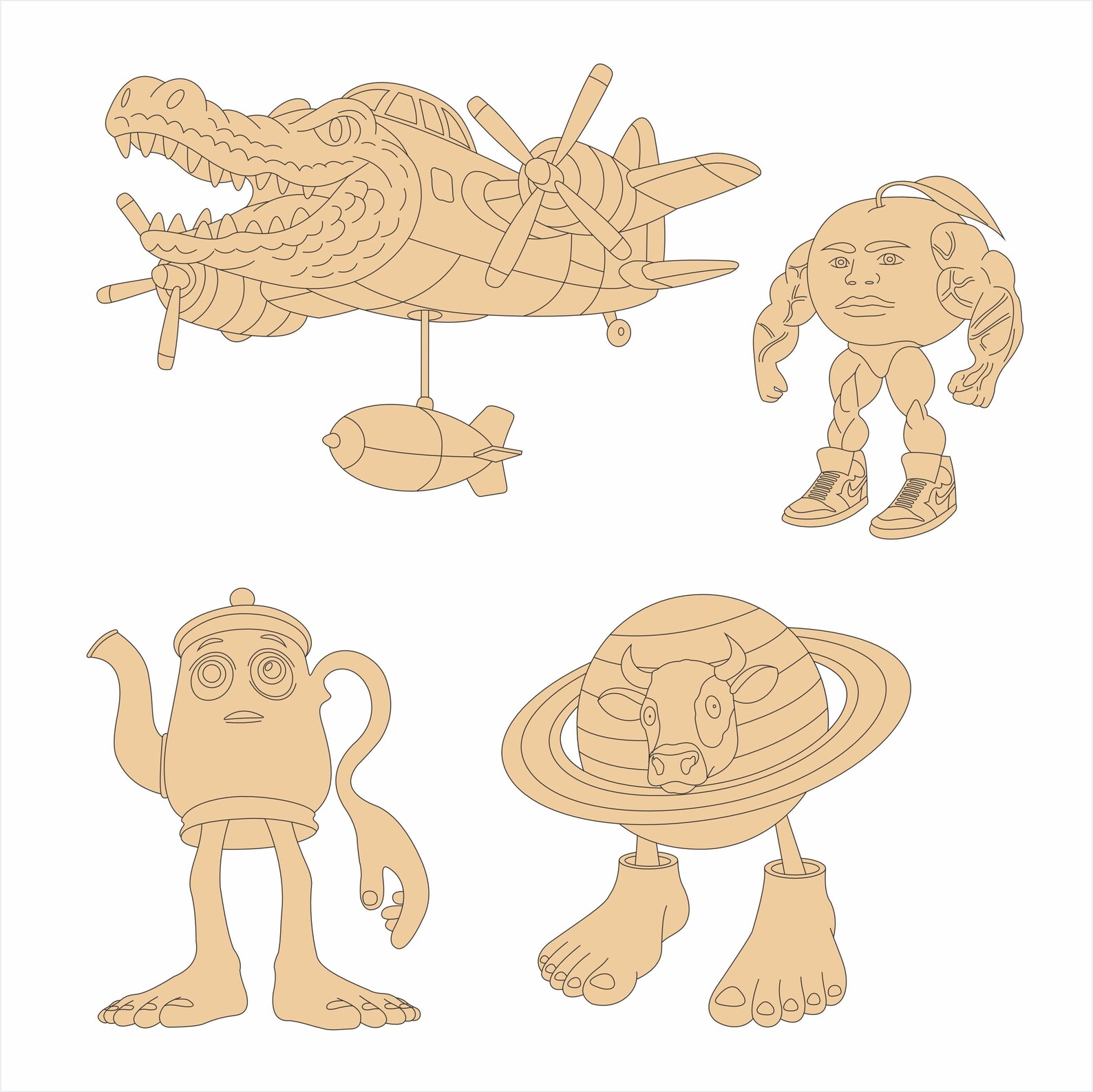 Italian Brainrot Laser Cut Vector Pack: Surreal Characters (digital ...