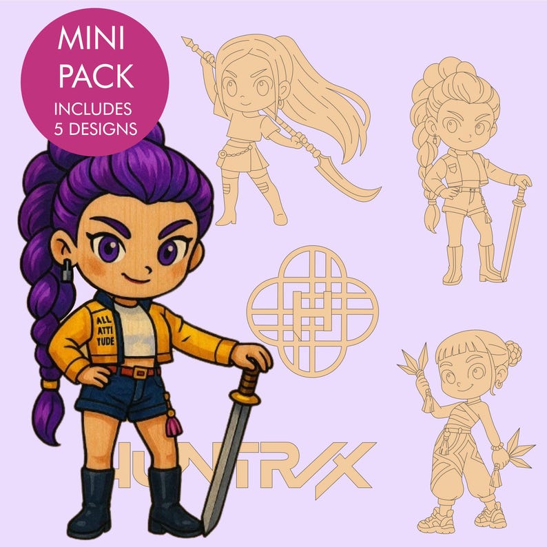 Mini Pack K-pop Demon Hunters | Laser Cut Files | Zoey Mira Rumi ...