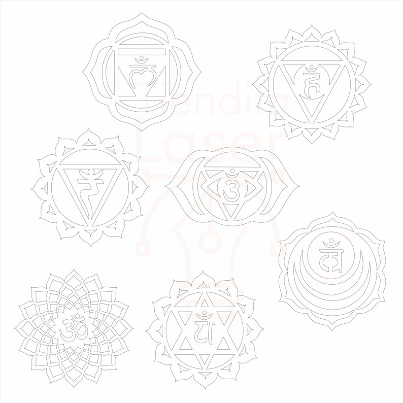 7 Chakra Symbols SVG Bundle | Laser Cut Files | Sacred Geometry Mandala ...