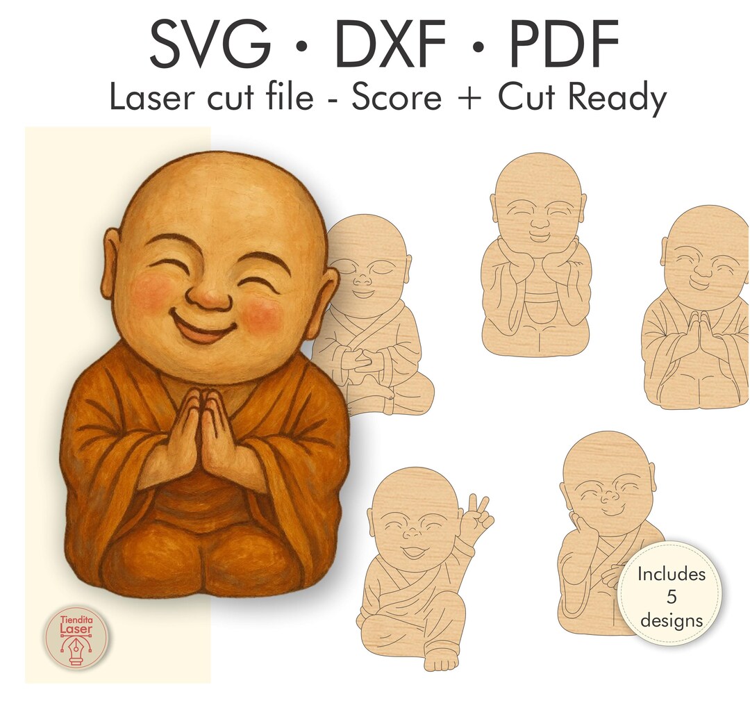 Buddha Laser Cut Files | Buddhist Monk SVG DXF Bundle | Peace Zen ...