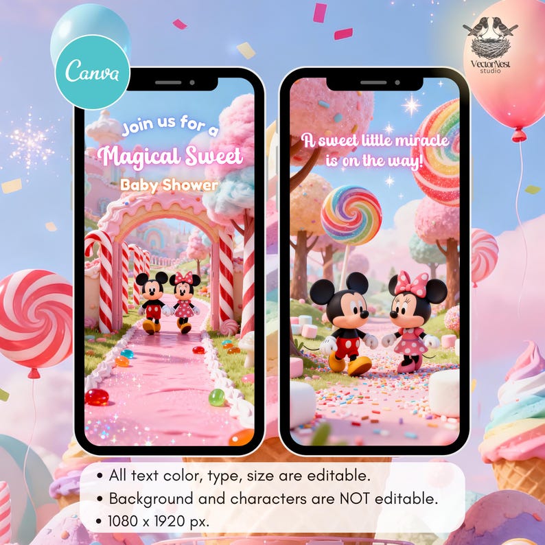 Mickey and Minnie Candyland Baby Shower Video Invitation Magical Sweet ...