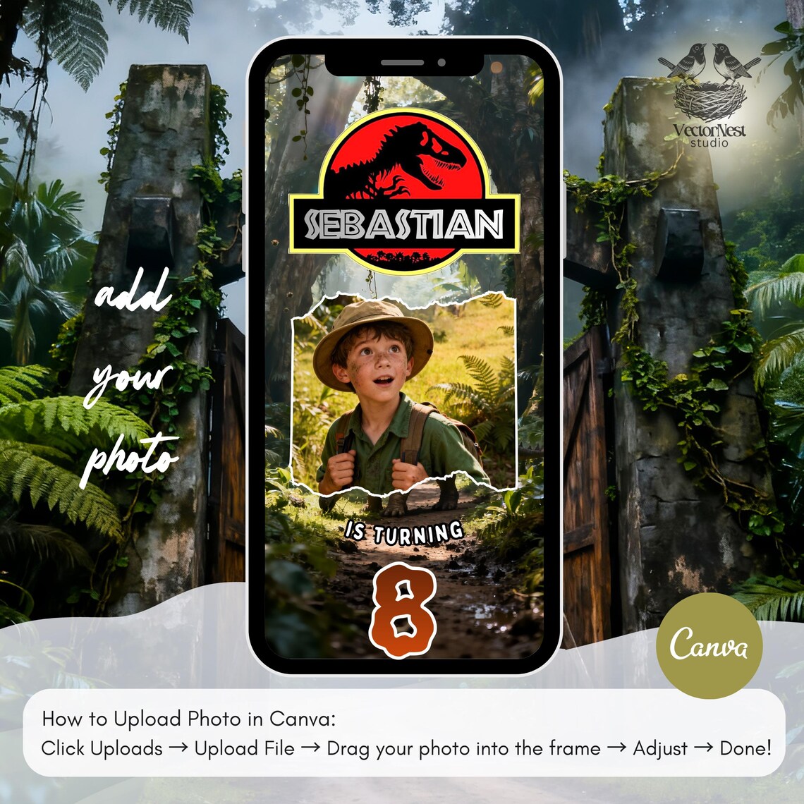 Editable Jurassic Dinosaurs Classic Animated Video Digital Canva ...