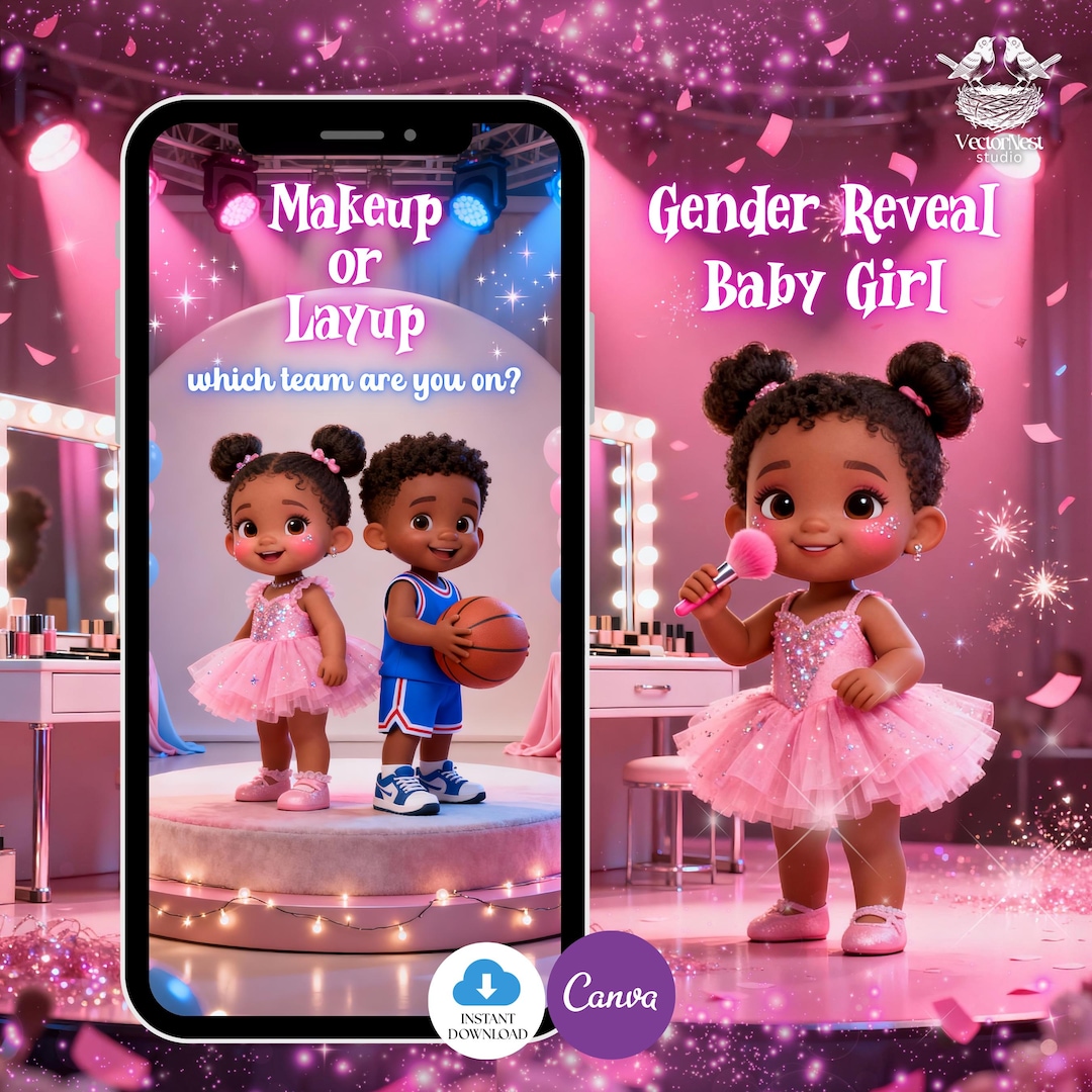 Makeup or Layup Gender Reveal GIRL Video Announcement African American ...