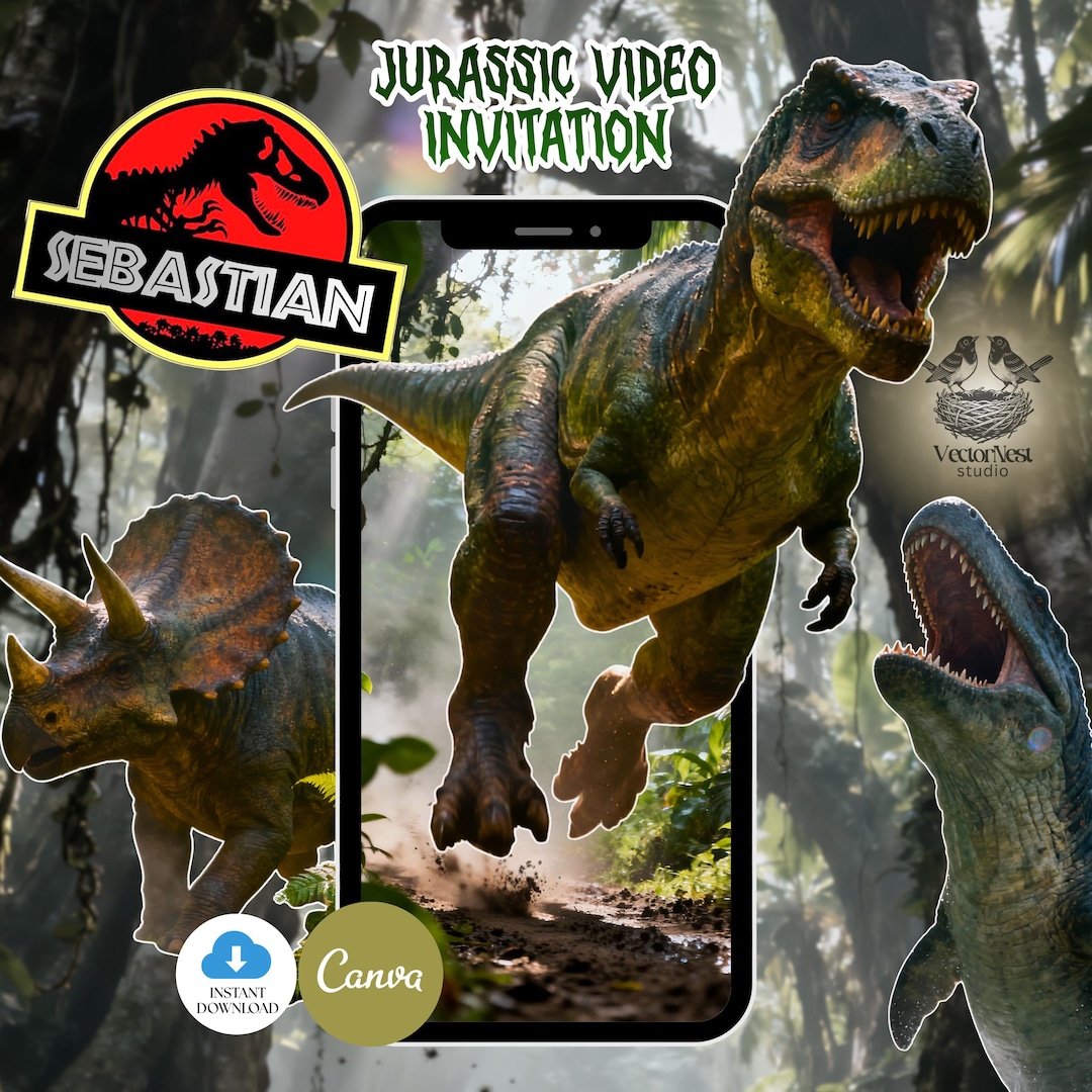 Editable Jurassic Dinosaurs Classic Animated Video Digital Canva ...