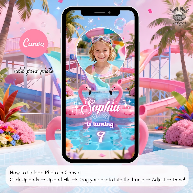 67 Pool Party Birthday Video Invitation Waterpark Pastel Splash Party ...