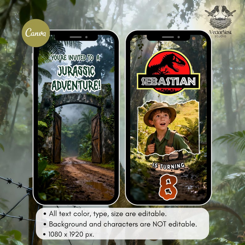 Editable Jurassic Dinosaurs Classic Animated Video Digital Canva ...