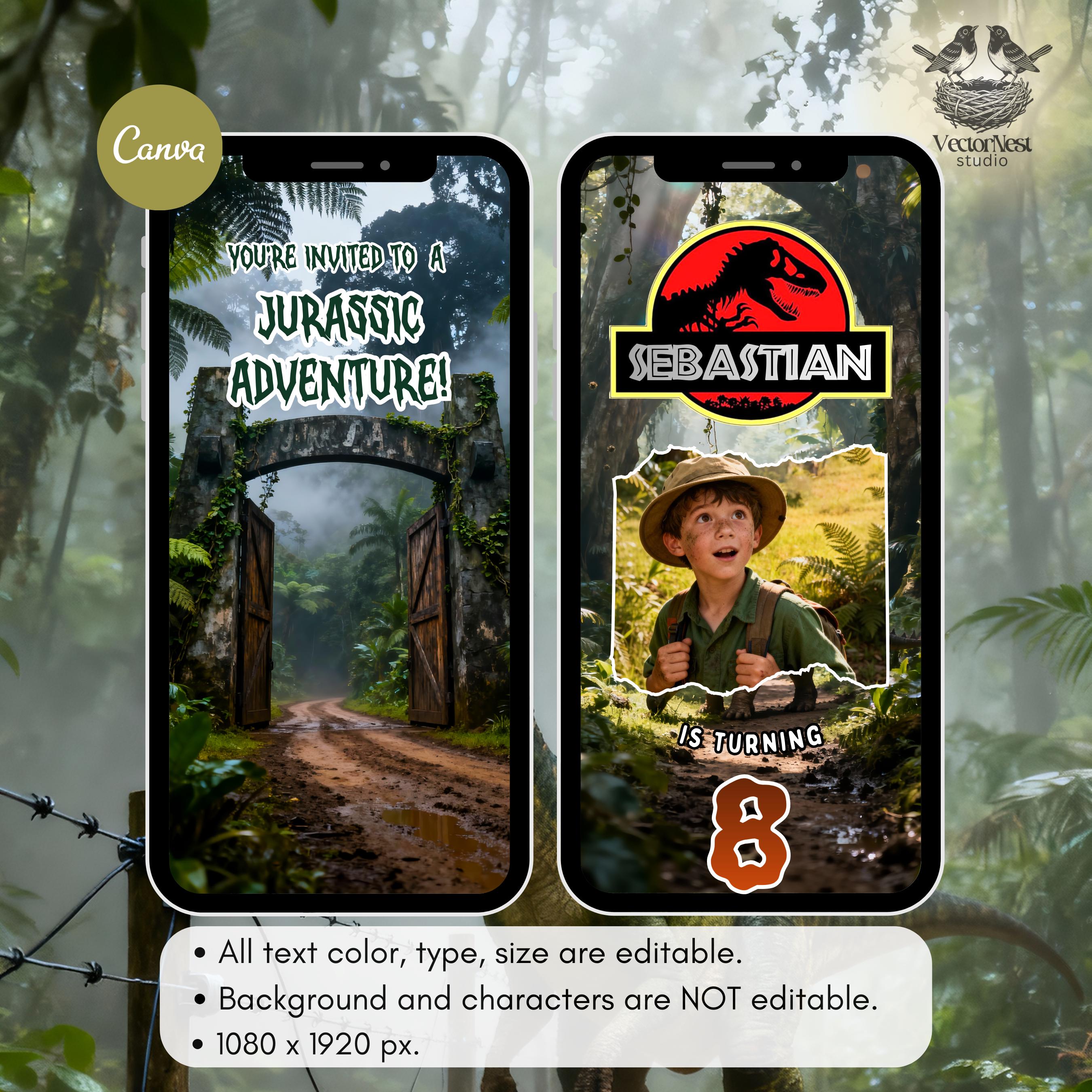 Editable Jurassic Dinosaurs Classic Animated Video Digital Canva ...