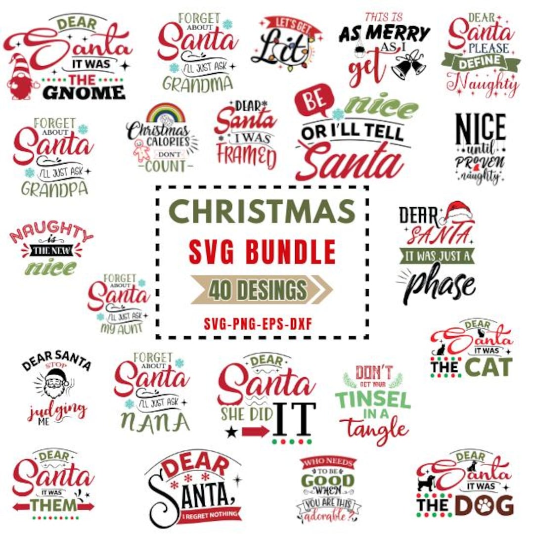 Christmas SVG Bundle: 40 Holiday Quote Designs (commercial Use) - Etsy