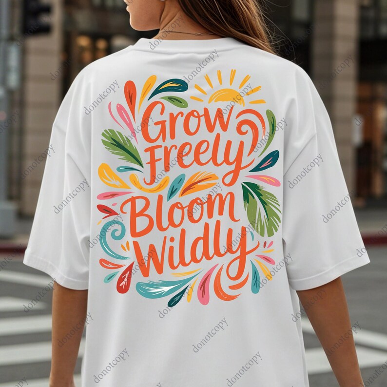 Boho Floral PNG: Grow Freely, Mental Health Affirmations (digital ...
