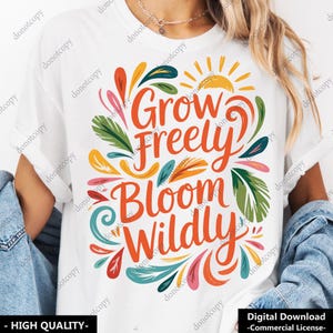 Boho Floral PNG: Grow Freely, Mental Health Affirmations (digital ...