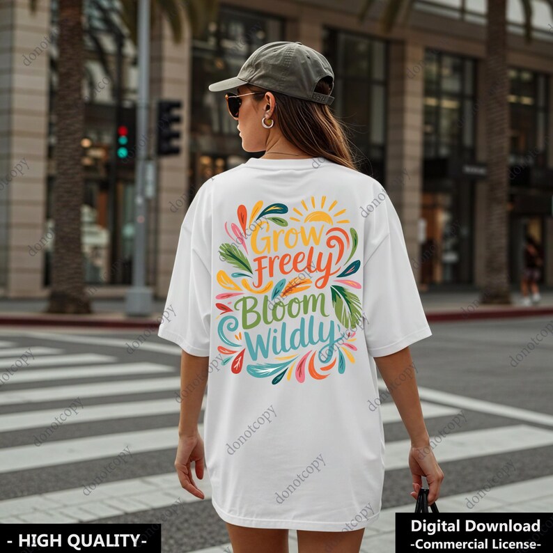 Boho Floral PNG: Grow Freely, Mental Health Affirmations (digital ...