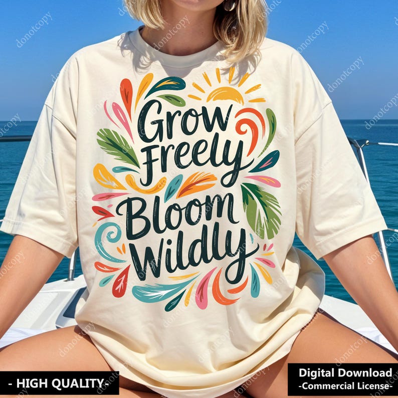 Boho Floral PNG: Grow Freely, Mental Health Affirmations (digital ...