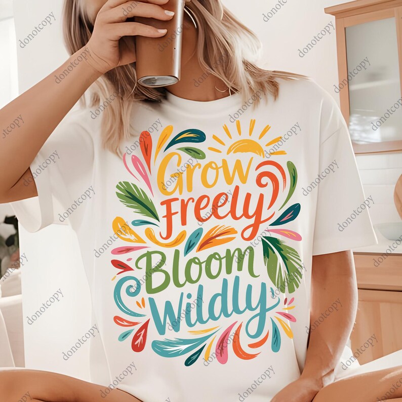 Boho Floral PNG: Grow Freely, Mental Health Affirmations (digital ...