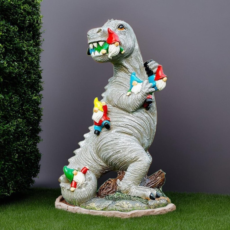 T-rex Eating Gnomes Statue - Funny Garden Decor T-rex Lawn Art - Etsy