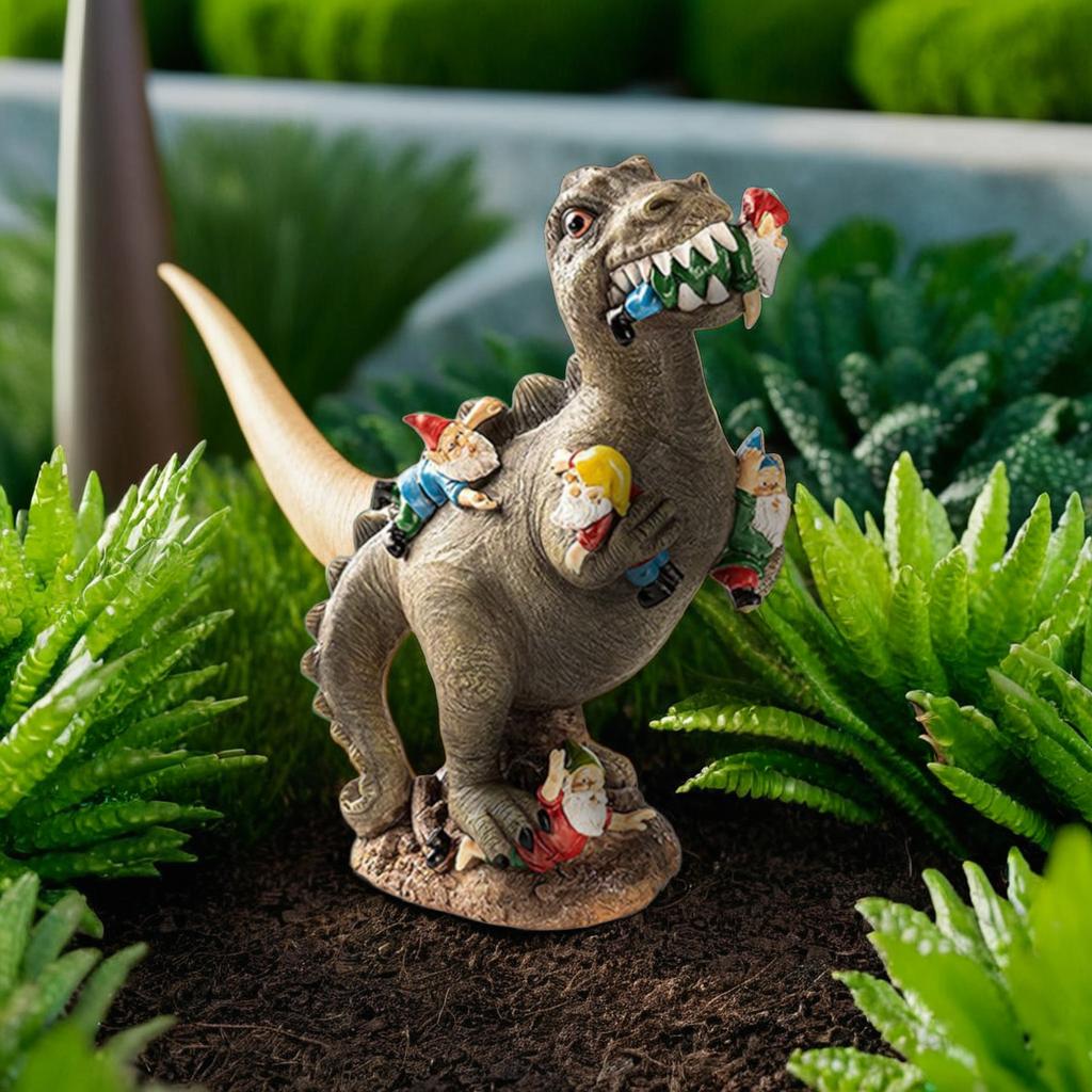 Dinosaur Eating Gnomes Statue - Funny Garden Decor T-rex Lawn Art - Etsy
