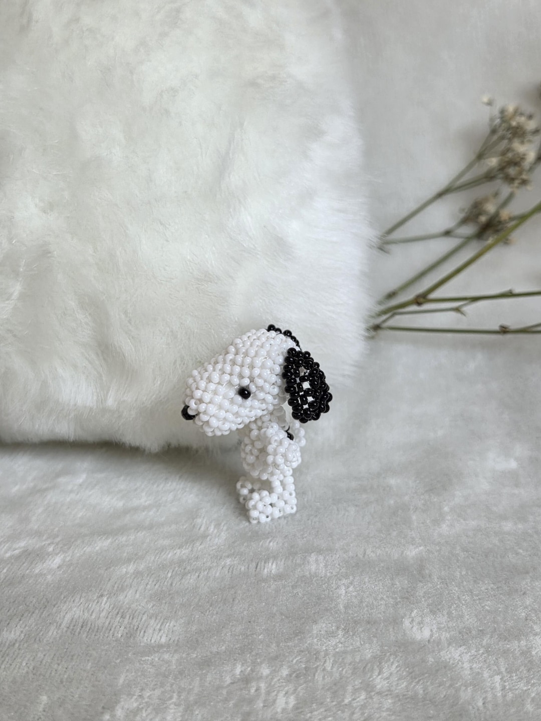 Beaded Snoopy Keychain: Glass Seed Beads, Collectible Figurine - Etsy