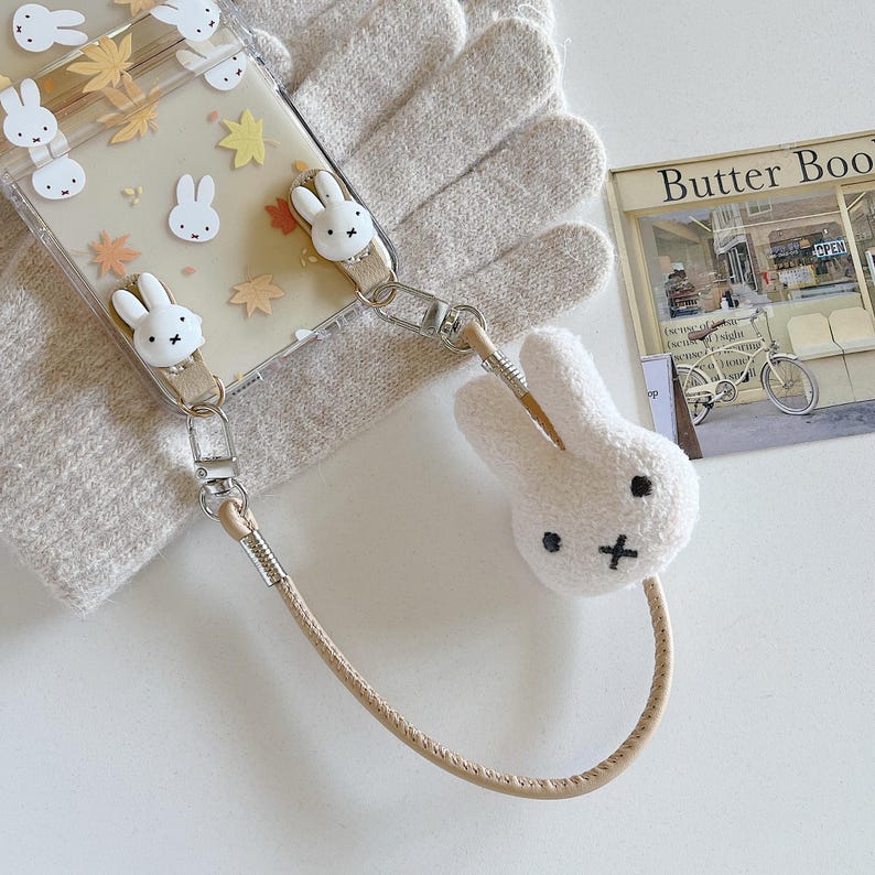 Cute Maple Leaf Miffy Rabbit Phone Case With Lanyard for Samsung Z Flip ...