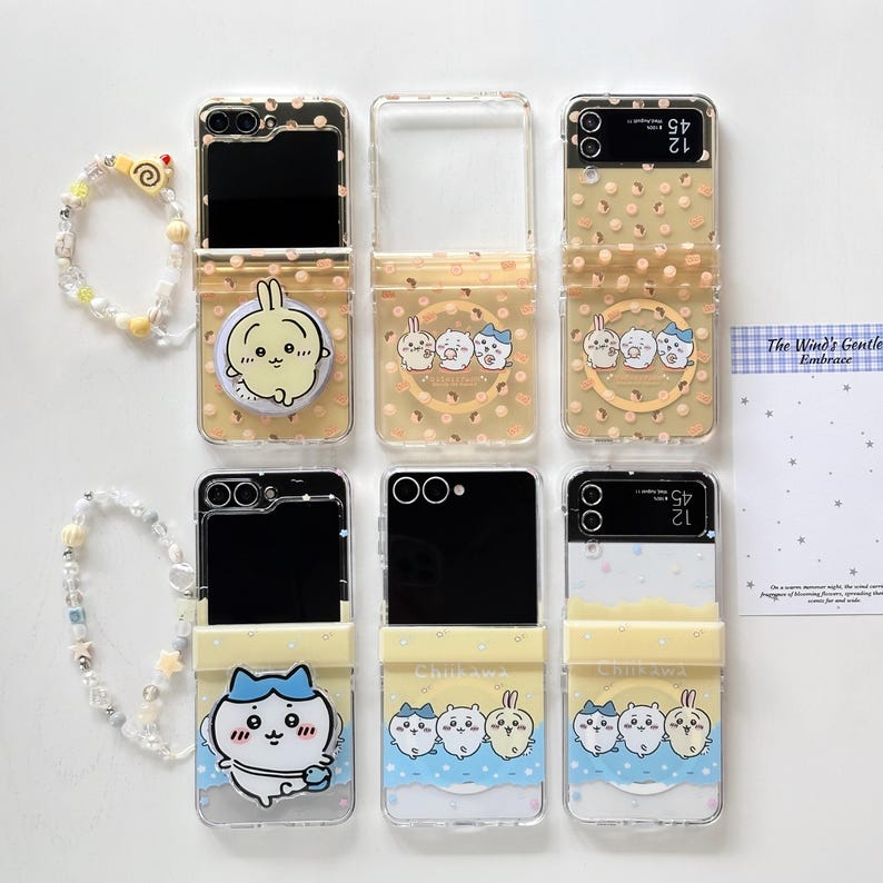 Cute Chiikawa Phone Case With Wrist Strap & Kickstand for Samsung ...