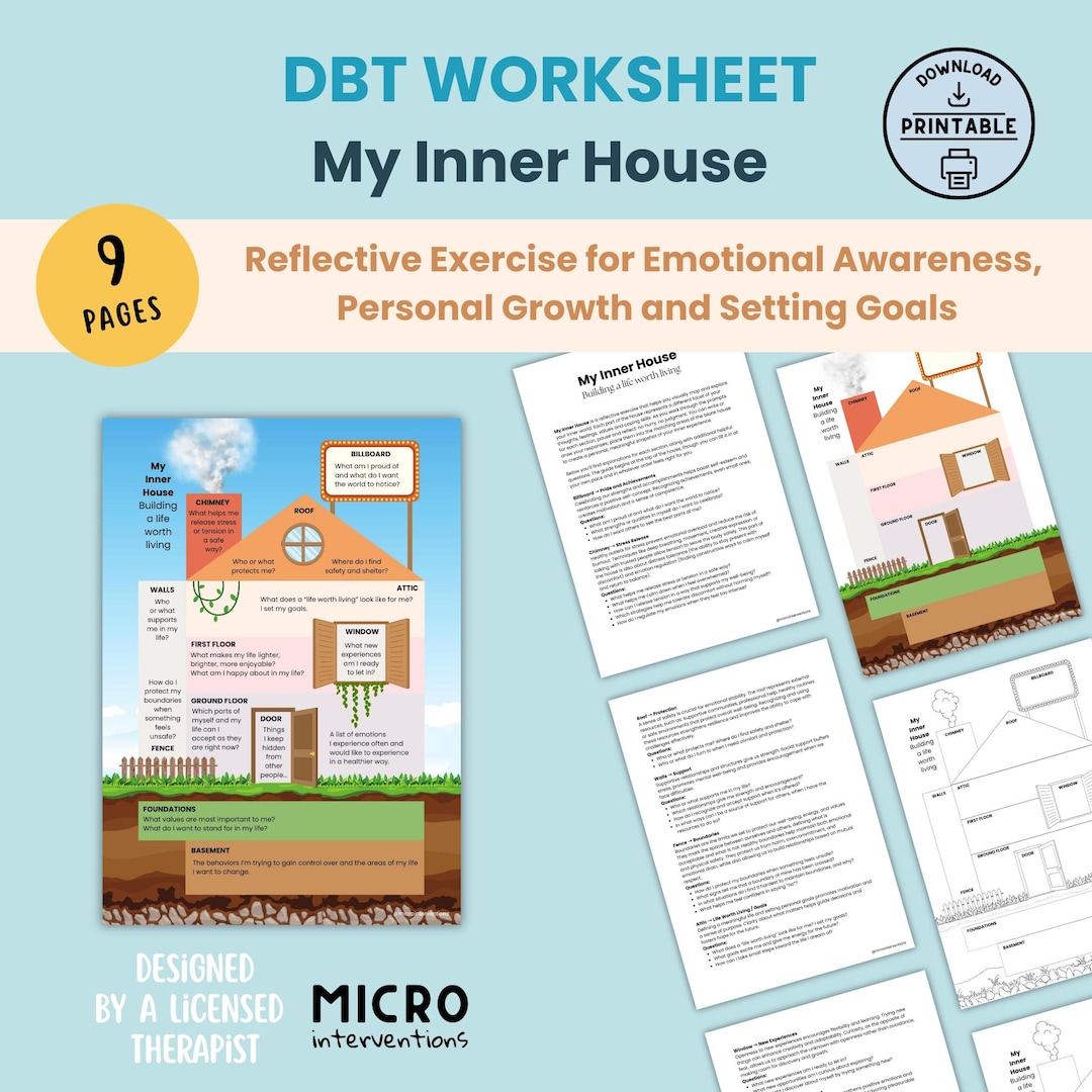 My Inner House, DBT Worksheet, Therapy Resource for Emotional Awareness ...
