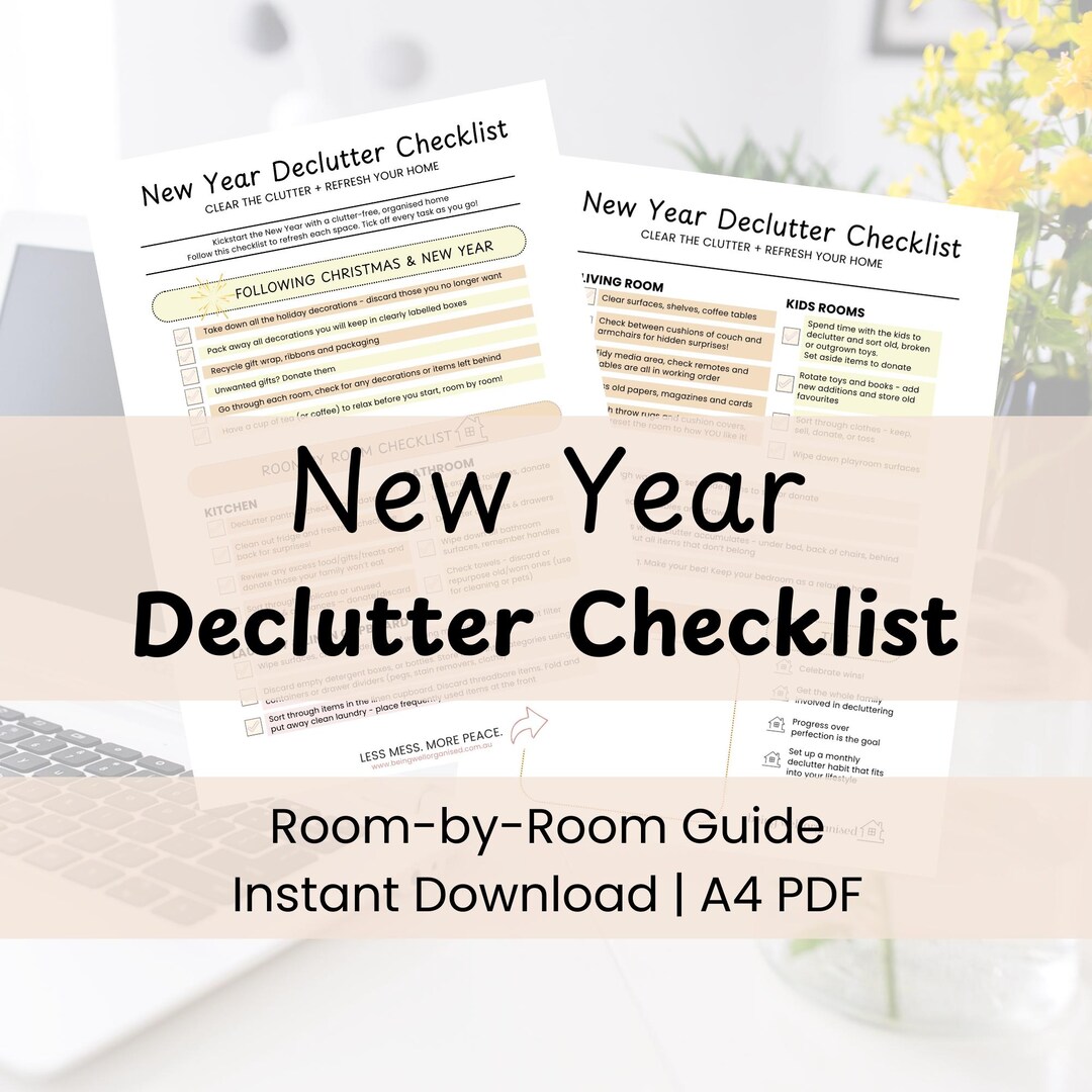 New Year Declutter Checklist | Room by Room Decluttering Guide ...