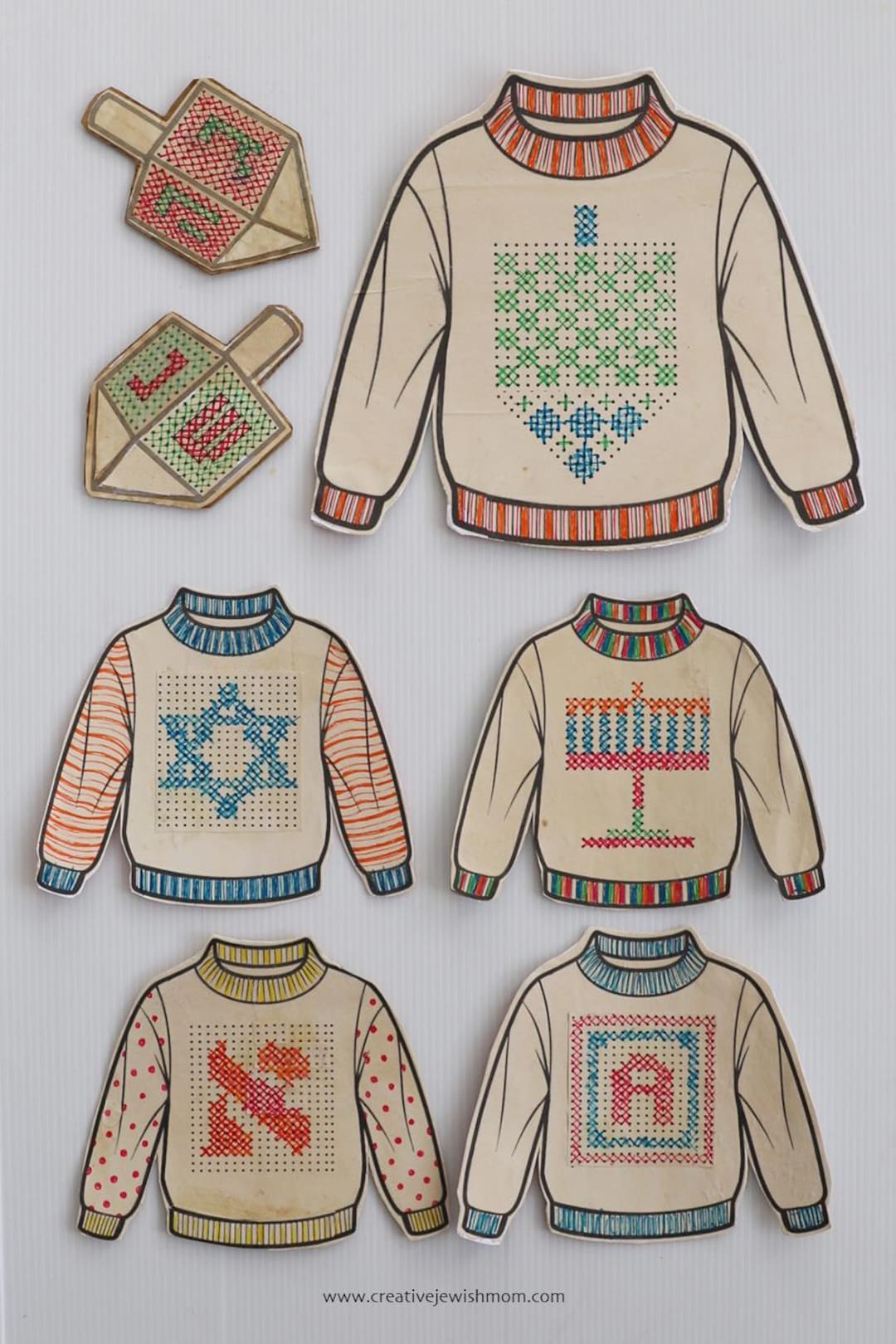 Digital Craft Kit: Fun Cross Stitch Cardboard Chanukah Sweaters and ...