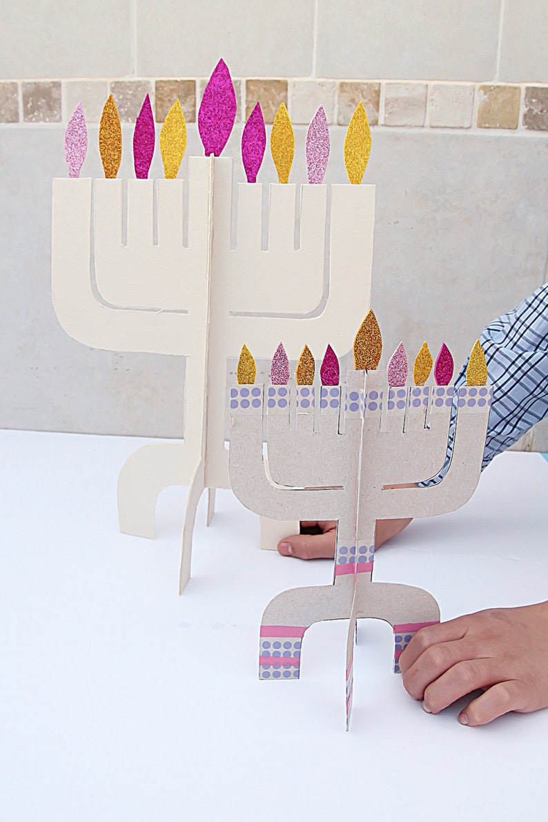 Hanukkah Menorah Craft Printable Templates To Make Three Etsy