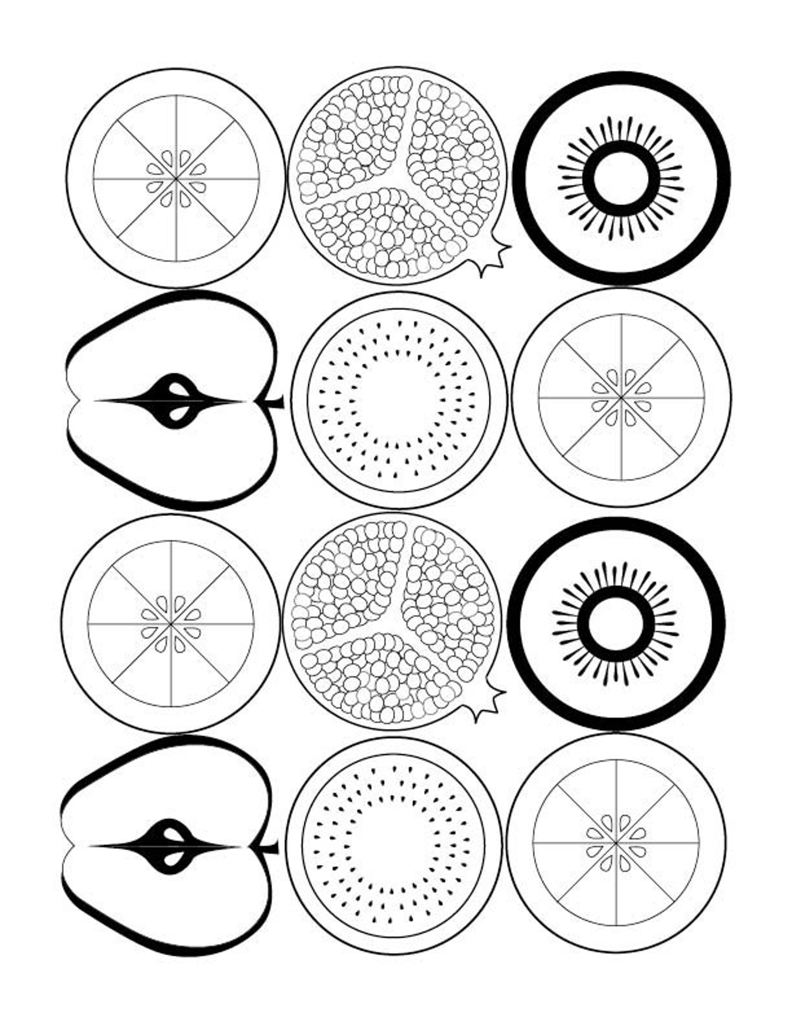 Printable Fruit Slice Coloring Pages for Crafting - Etsy