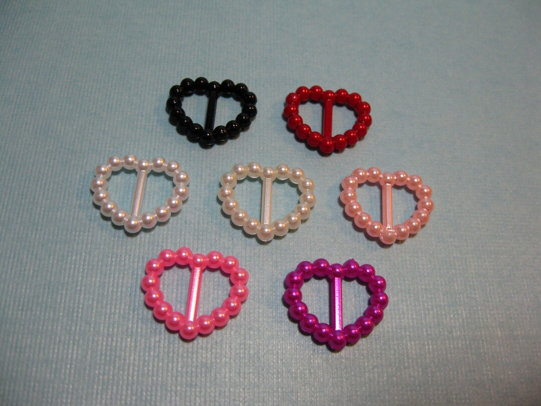 25 Pearl Heart Ribbon Slides Buckles Sliders Embellishments Wedding ...