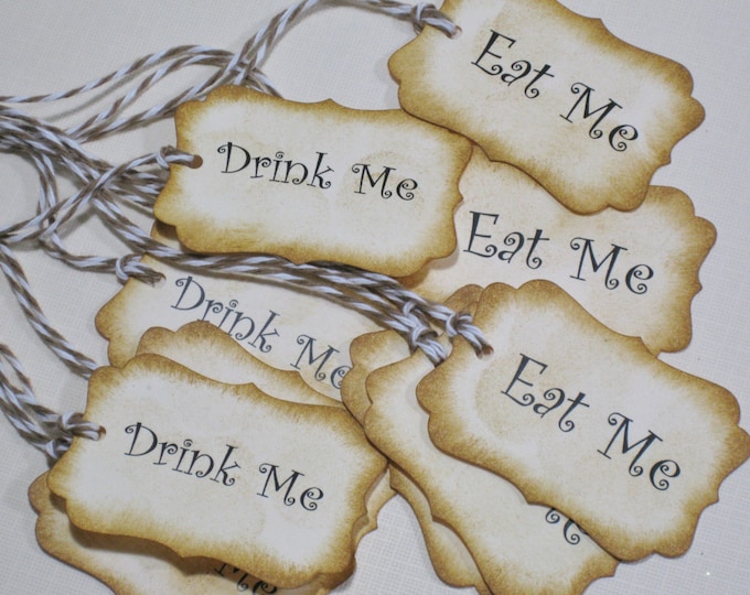 50 Mini Eat Me and Drink Me Tags Tags for Wedding Favours Party Favour ...