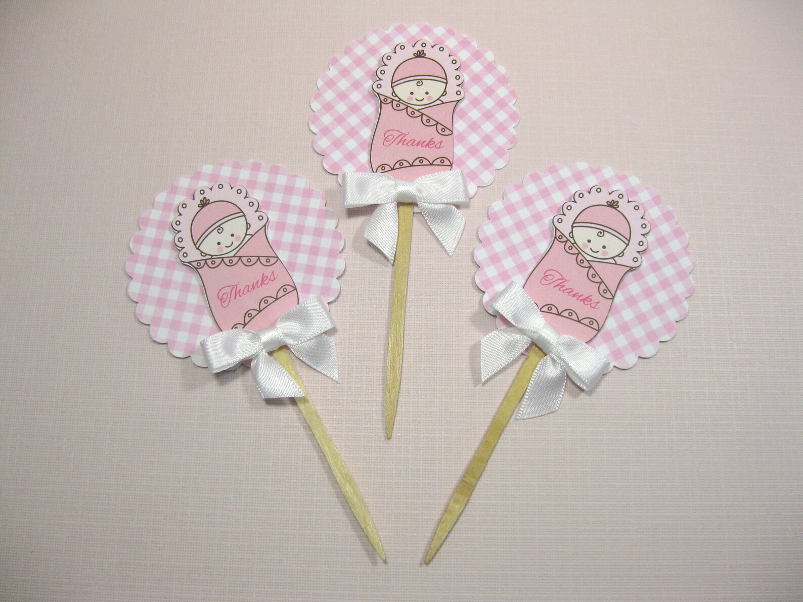 10 Pink White Cute Baby Cupcake Toppers Food Picks Cupcake Picks It's a ...