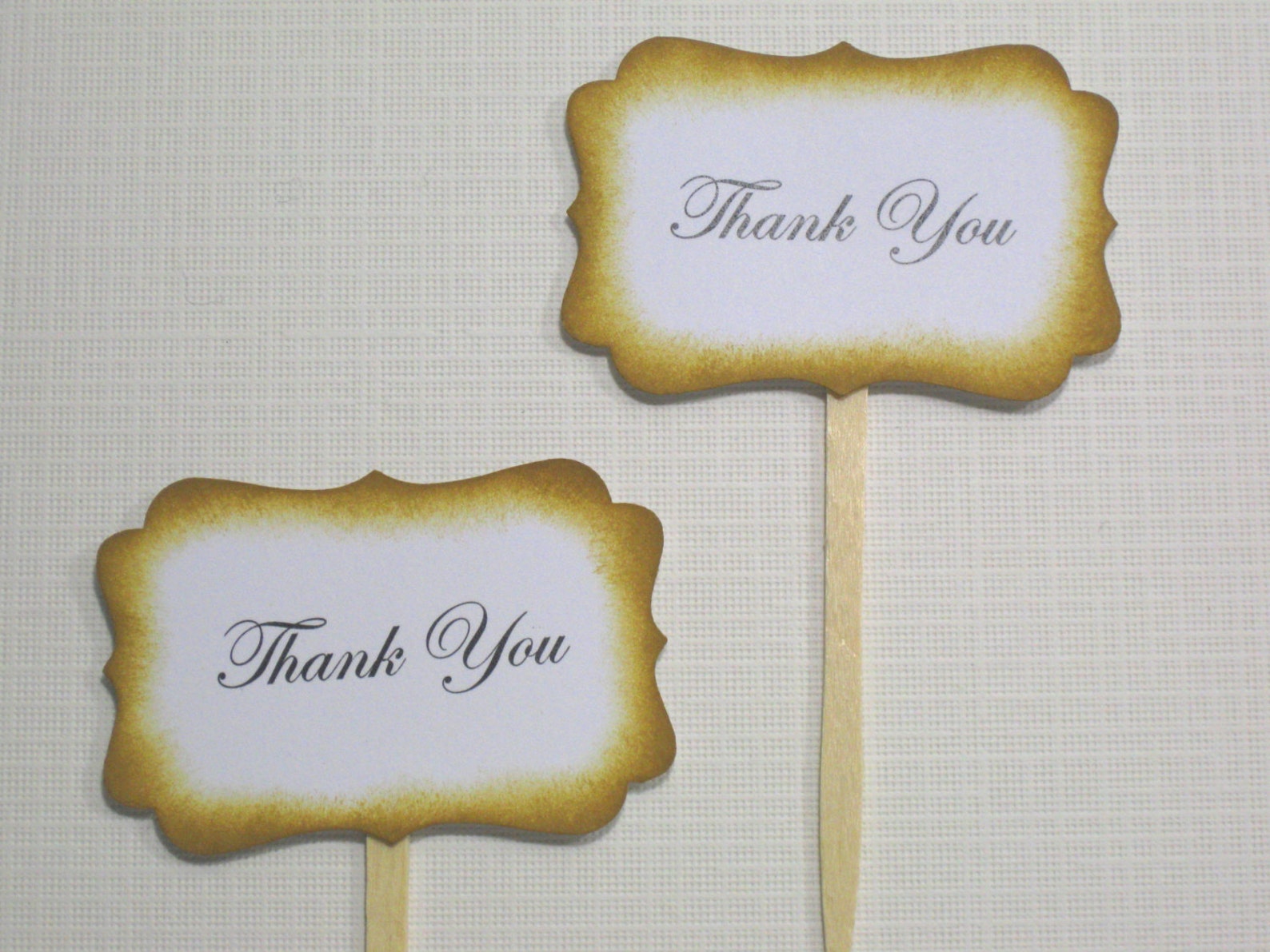 10 Cupcake Toppers Thank You - Cupcake Picks - Wedding Decoration ...