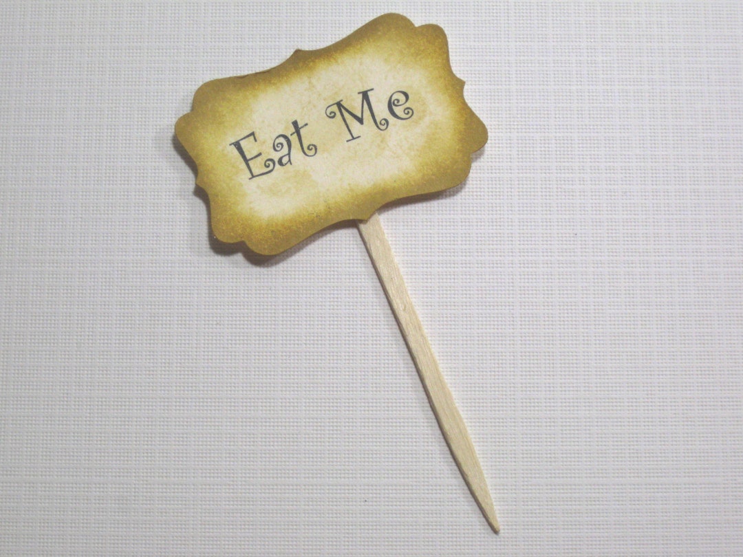 10 Eat Me Cupcake Toppers Alice in Wonderland Wedding - Etsy