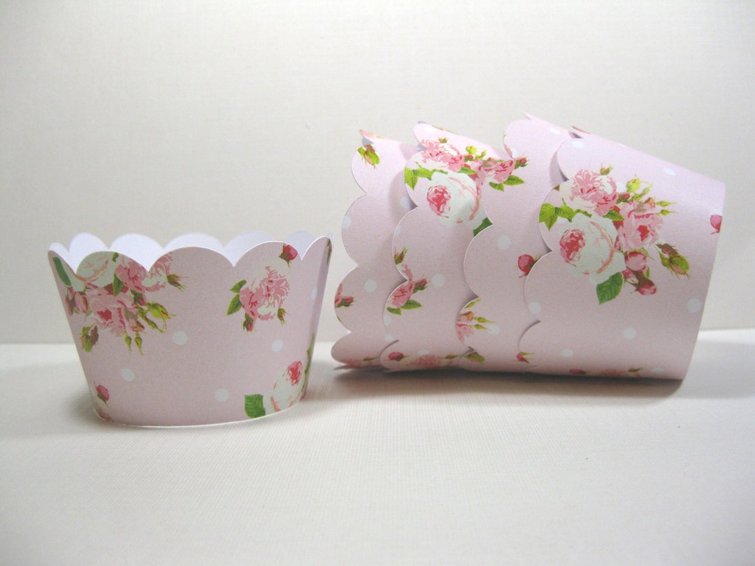12 Scalloped Standard Size Cupcake Wrappers - Cupcake Holder - Bridal ...