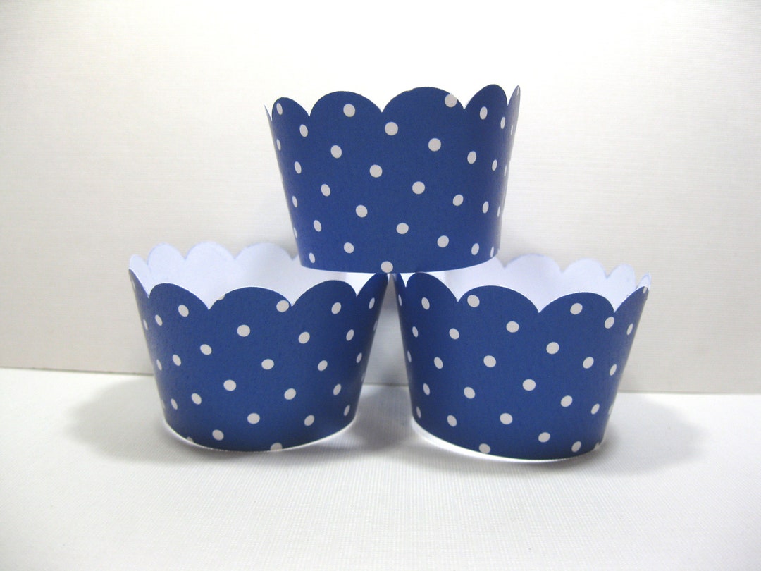 12 Scalloped Standard Size Cupcake Wrappers - Cupcake Holder - Polka ...