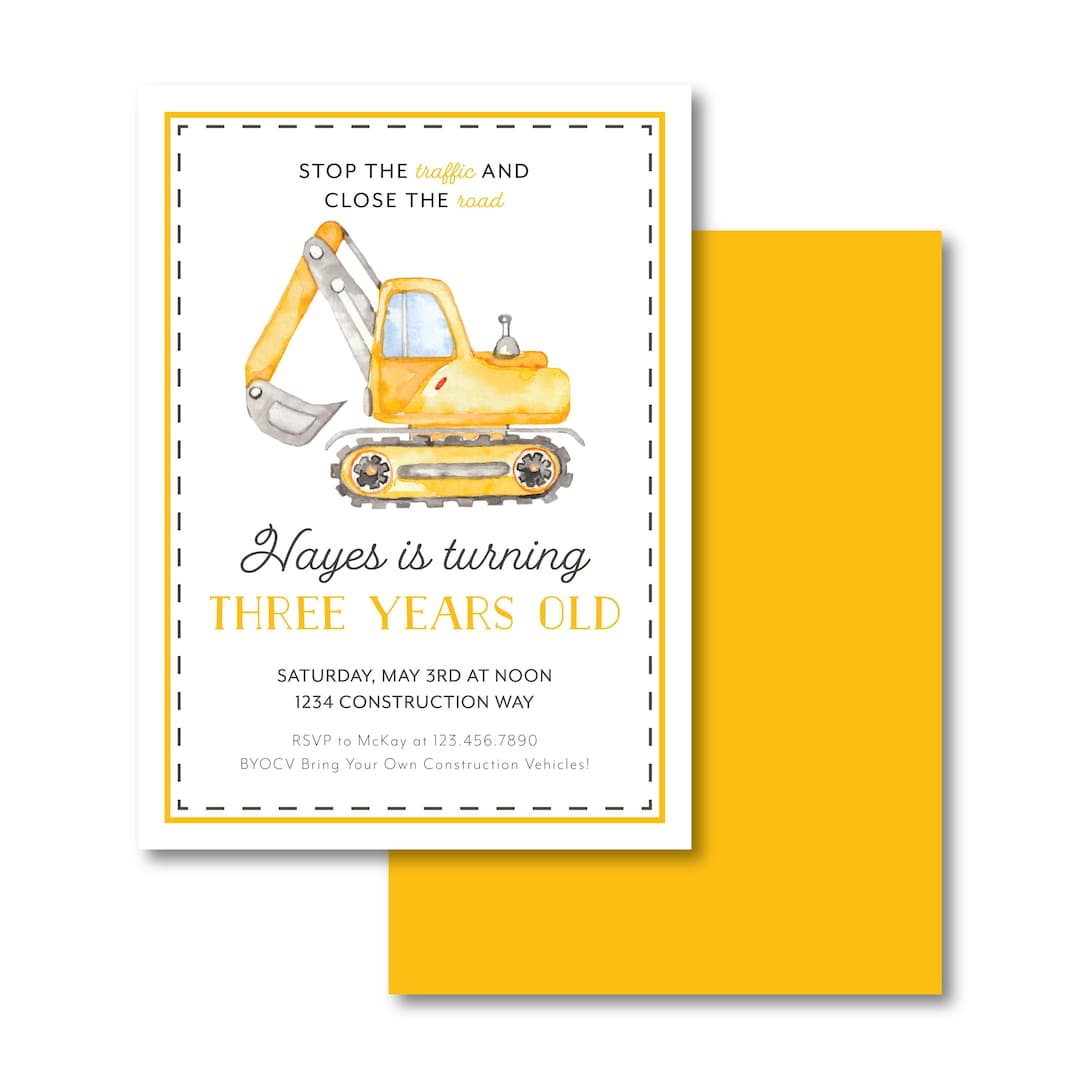 Construction Birthday Invitation | Excavator Party | Dump Truck - Etsy
