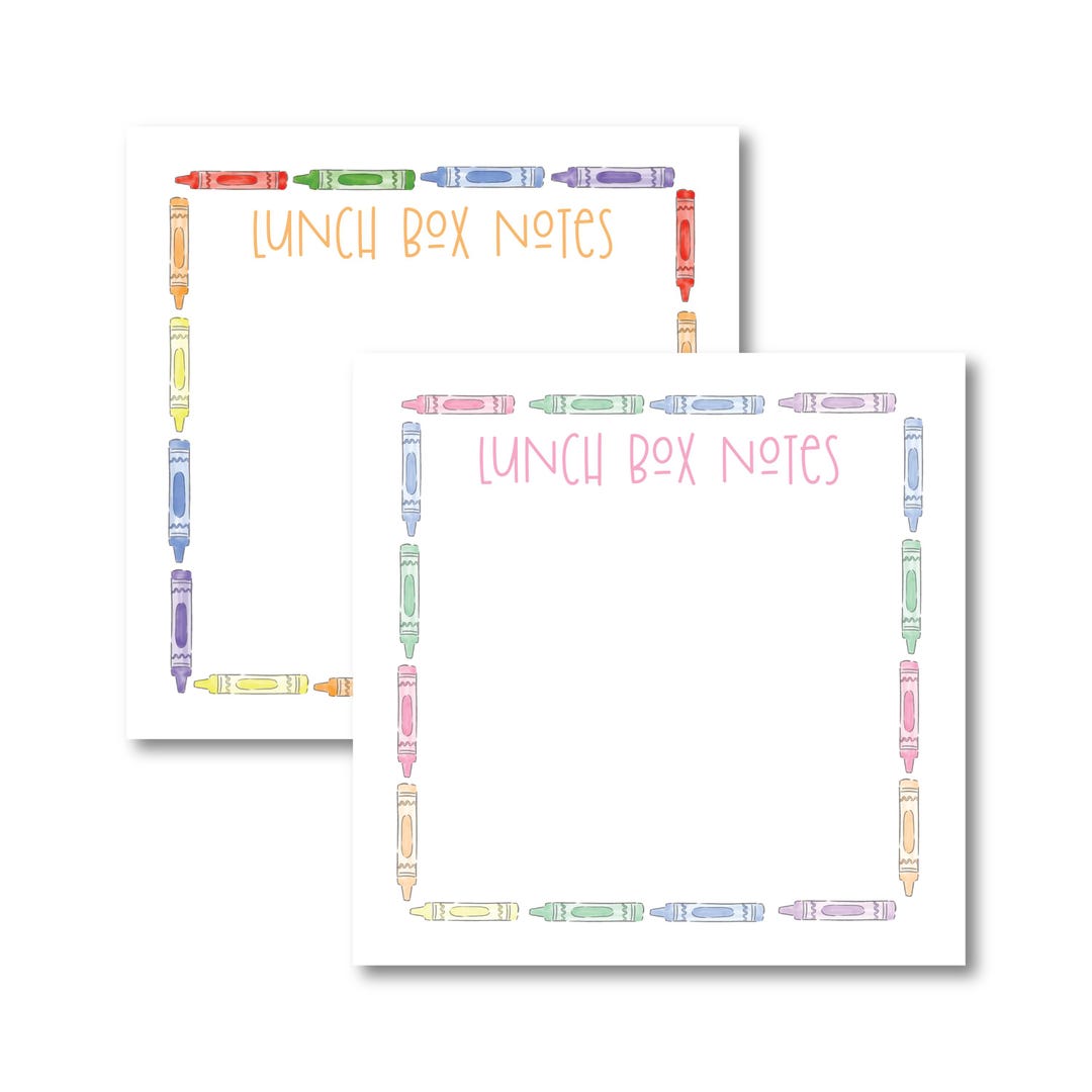 Personalized Crayon Lunch Box Notes: Kids School Notepad - Etsy