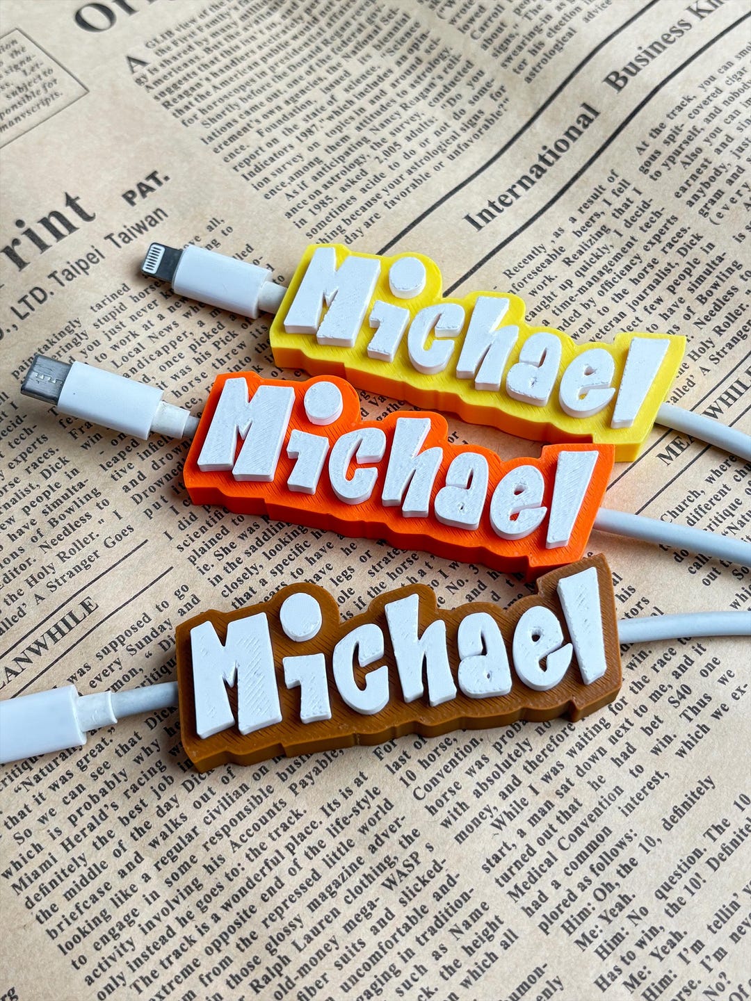 Personalized 3D Printed Cable Name Tag: Cord Organizer for iPhone ...