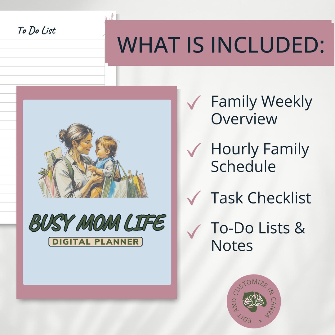 Busy Mom Weekly Planner | Digital Family Planner | Time Blocking Mom ...