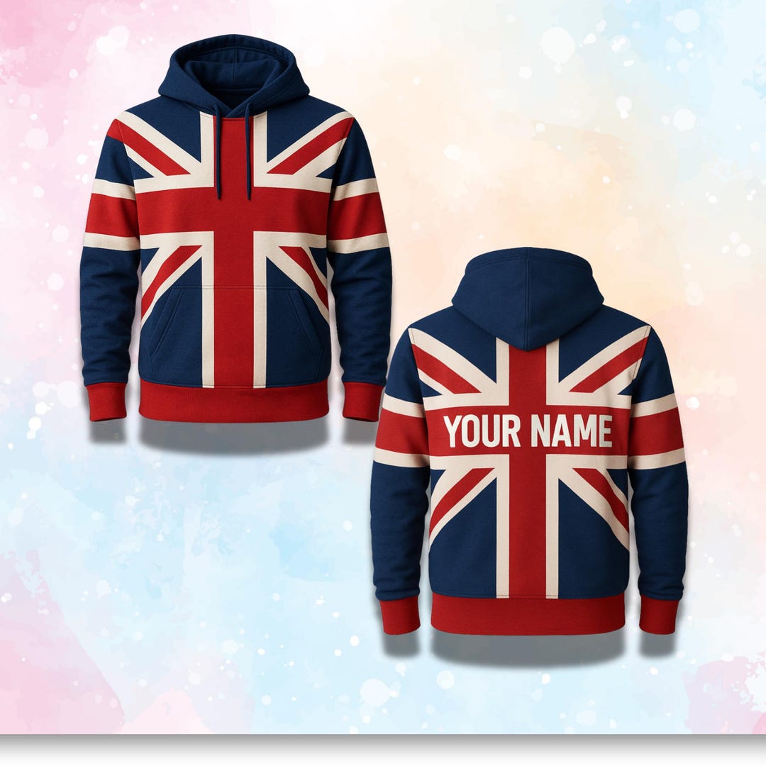 Personalized Union Jack Hoodie, British Flag Sweatshirt, UK Pride Gift ...