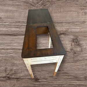 Cow Print Farmhouse Side Table – Repurposed Antique Sewing Table Flip ...