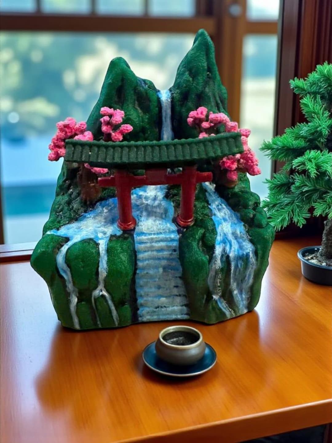 Handmade Resin Torii Gate Waterfall – Zen Mountain Diorama - Etsy