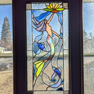 Mermaid/ Stained Glass/ Suncatcher/ Mermaid Stained Glass Panel - Etsy