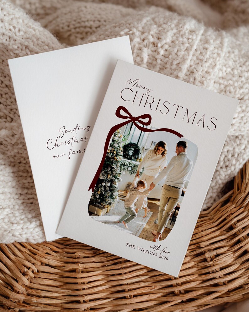 Modern Christmas Photo Card Template, Minimal Holiday Card Printable ...
