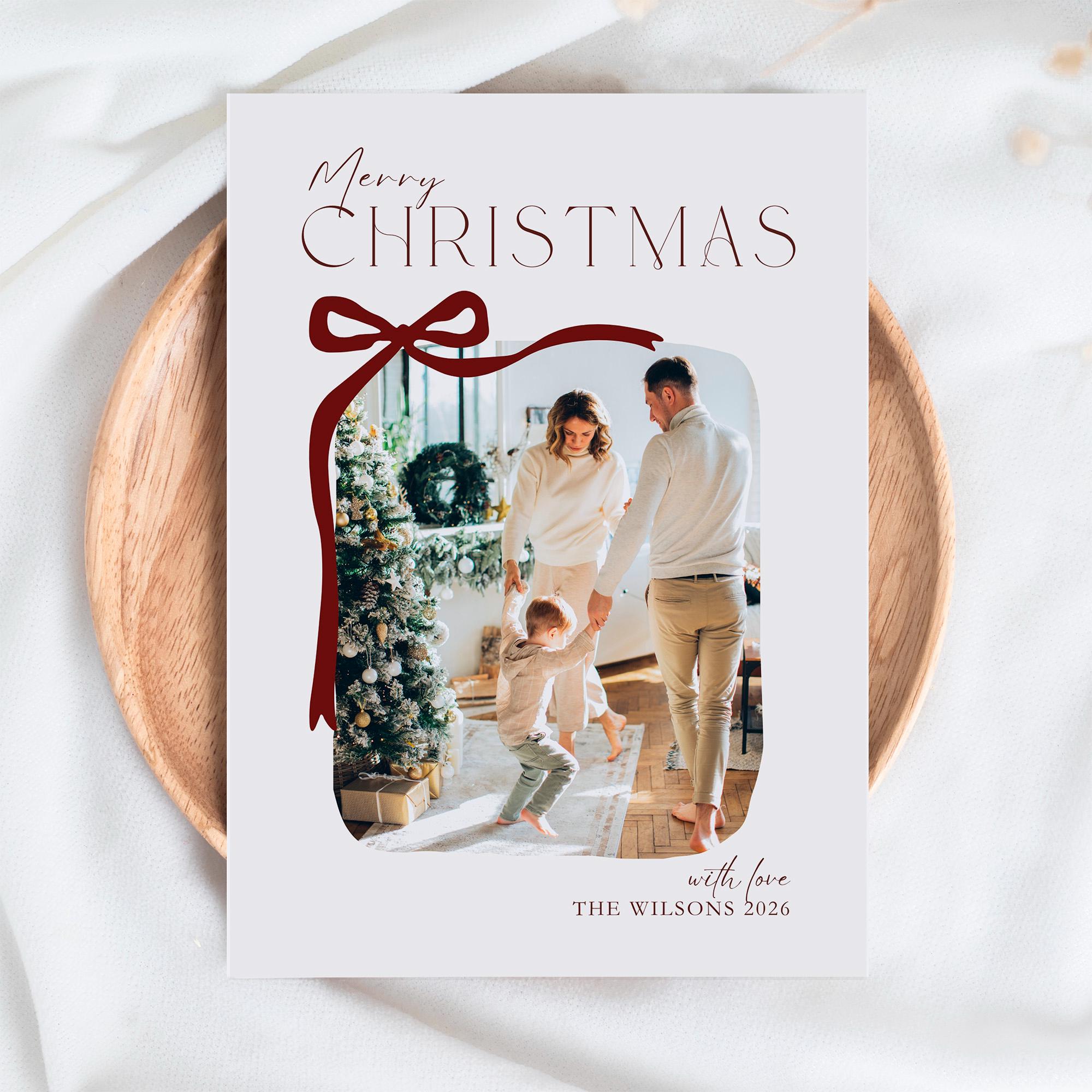 Modern Christmas Photo Card Template, Minimal Holiday Card Printable ...