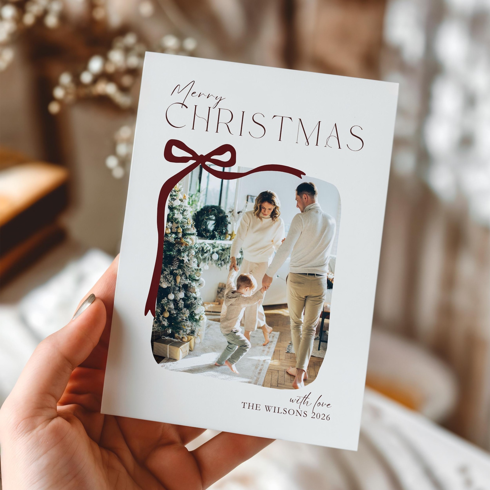 Modern Christmas Photo Card Template, Minimal Holiday Card Printable ...