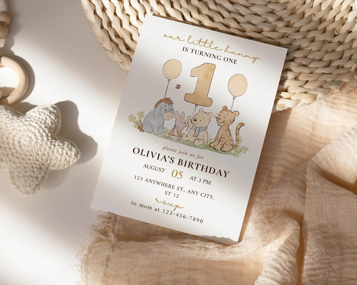 Winnie the Pooh 1st Birthday Invitation, A Little Honey is Turning One ...
