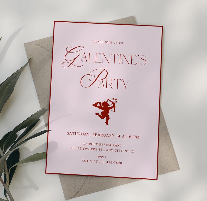 Galentine’s Party Invitation, Galentines Day Invite Template, Valentine ...