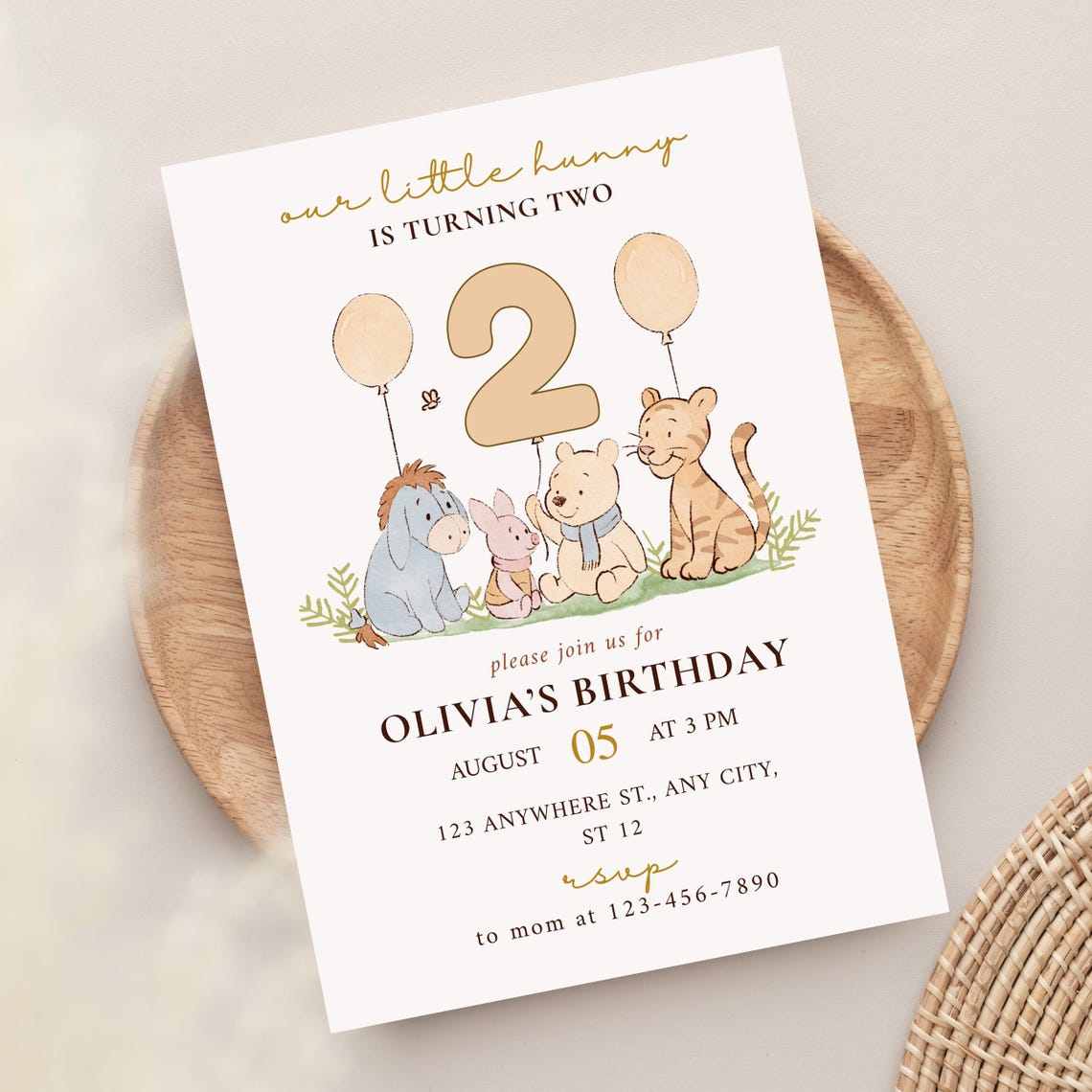 Winnie the Pooh 2nd Birthday Invitation, A Little Honey is Turning Two ...