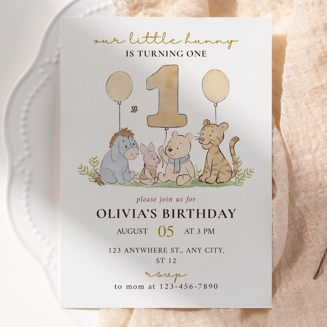 Winnie the Pooh 1st Birthday Invitation, A Little Honey is Turning One ...